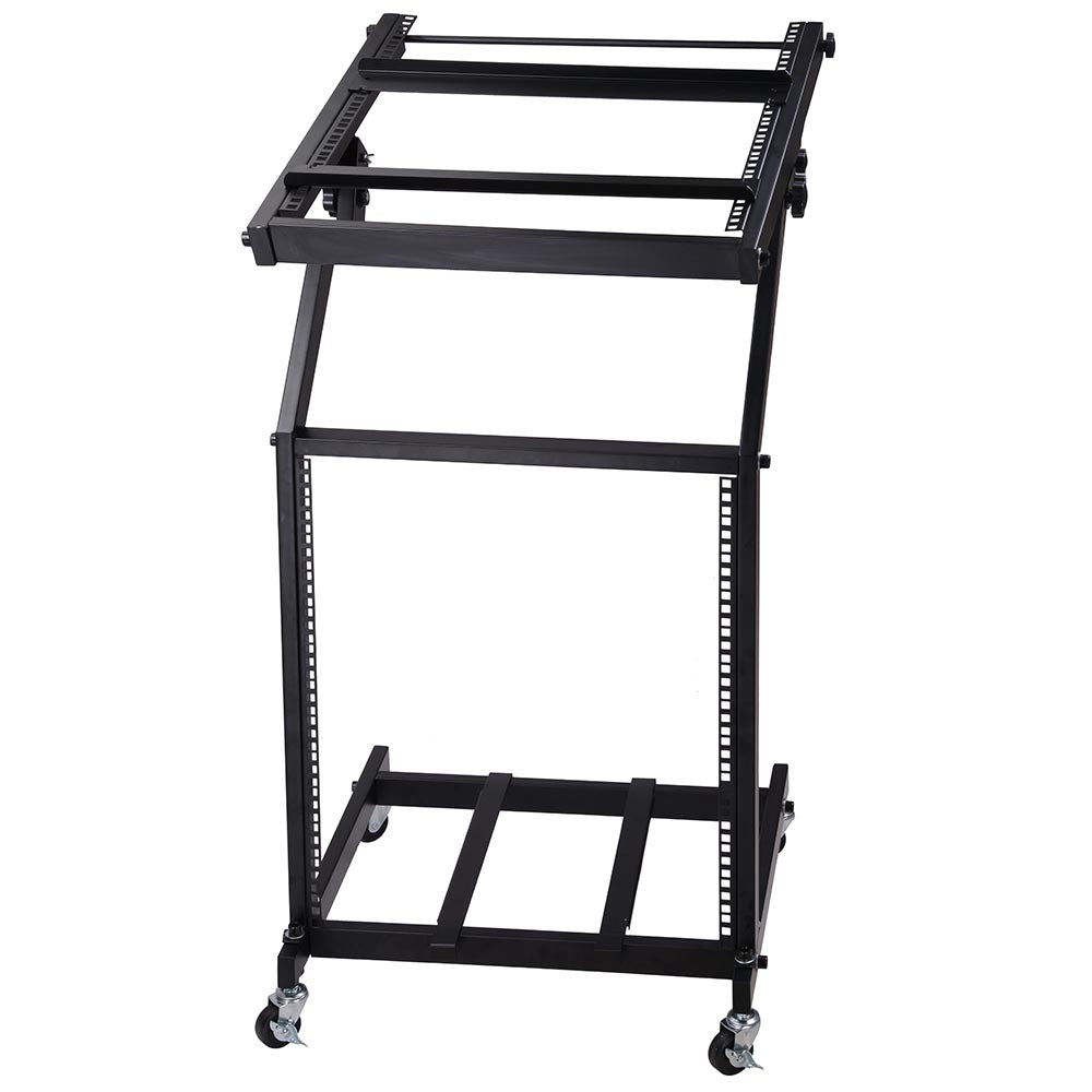 Yescom 19in 12U Stage Rolling Audio Mixer Stand Rack Cart w/ 4 Poles ...