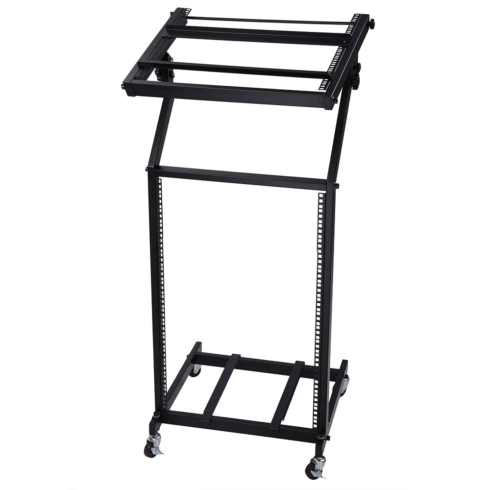 Yescom 19in 16U Stage Rolling Audio Mixer Stand Rack Cart w/ 4 Poles ...