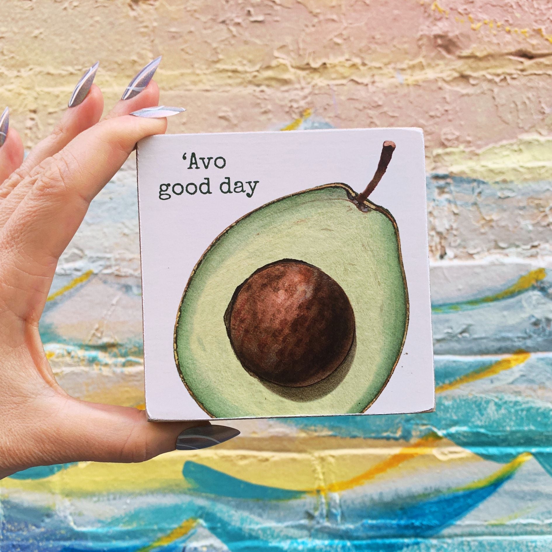 'Avo Good Day Wooden Block Sign | Plant Lovers Square Desk Wall Decor ...