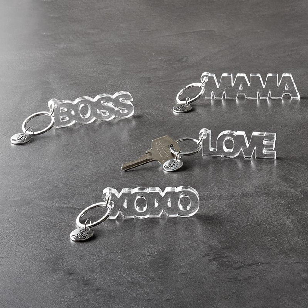 Boss Acrylic Word Keychain | Clear Transparent Word Shaped Keyholder ...