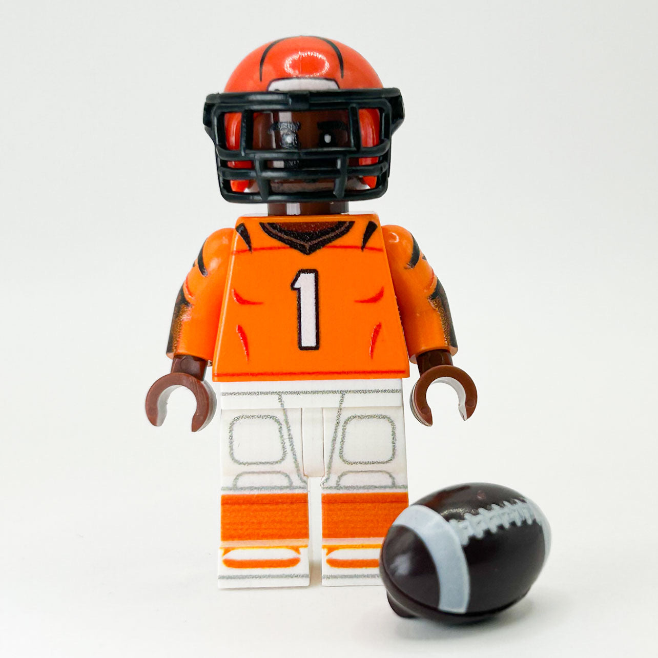 #1 WR Bengals Football Player Minifig made using LEGO parts - B3 Custo ...
