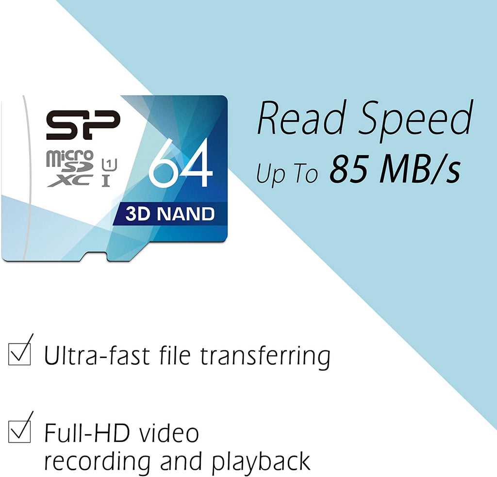 Silicon Power 32GB-64GB 3D NAND High Speed MicroSD Card with Adapter ...