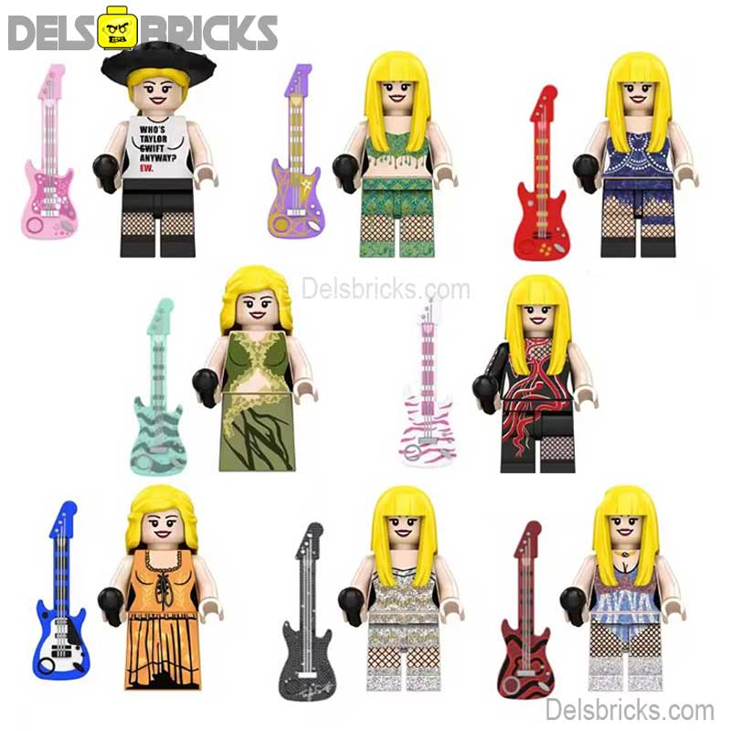 Taylor Swift Set of 8 Lego Minifigures Custom Music Toys Eras Tour Set