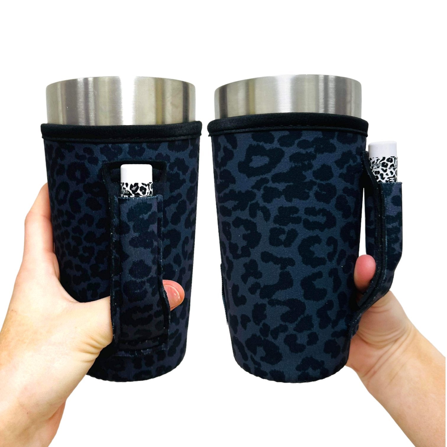 Black Leopard 20oz Large Coffee / Tea / Tumbler Handler™ – Silicon ...
