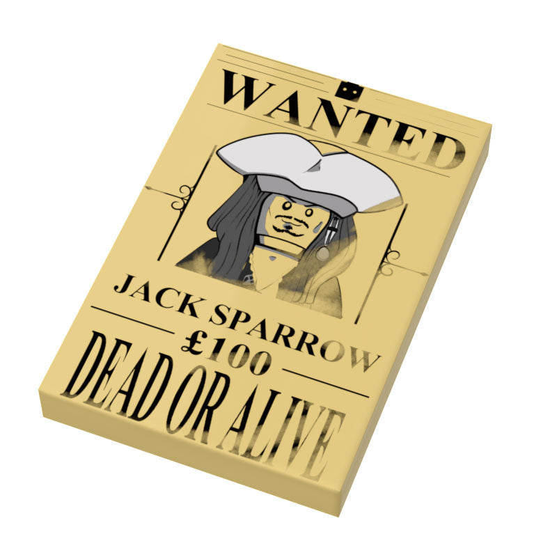 Jack Sparrow Wanted Poster (2x3 Tile) made using LEGO parts - B3 Custo ...