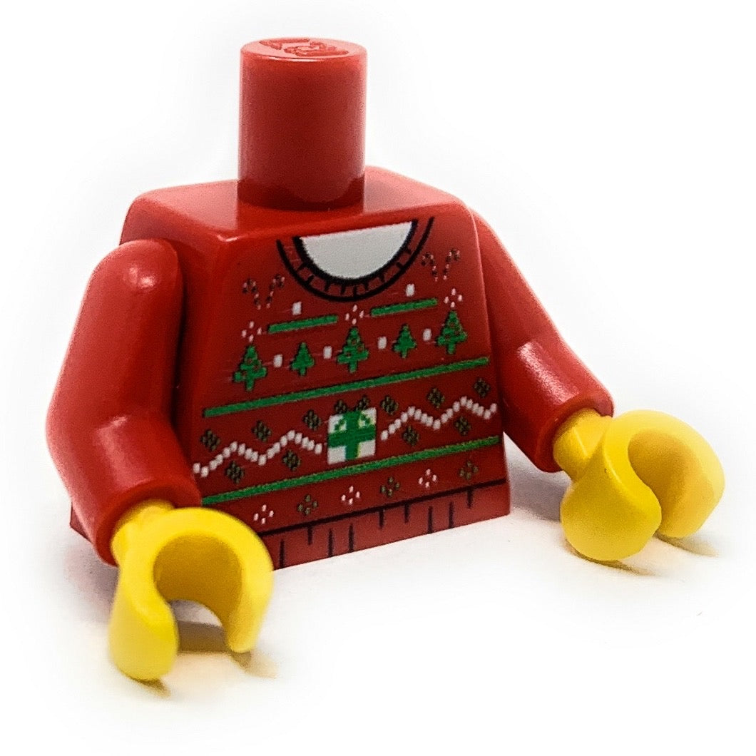Ugly Red Christmas Tree Sweater Printed Torso made using LEGO parts