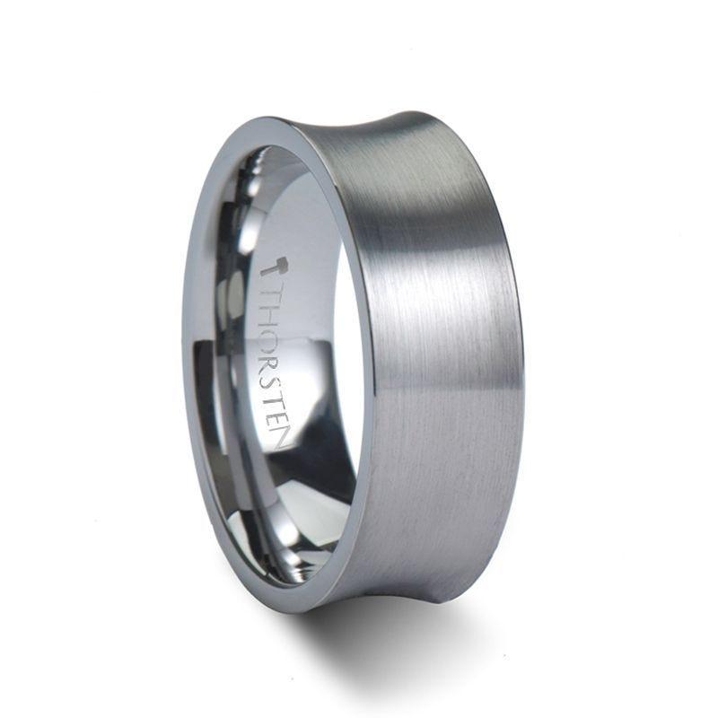 TUCSON Concave Tungsten Carbide Ring with Brushed Finish - 8mm ...