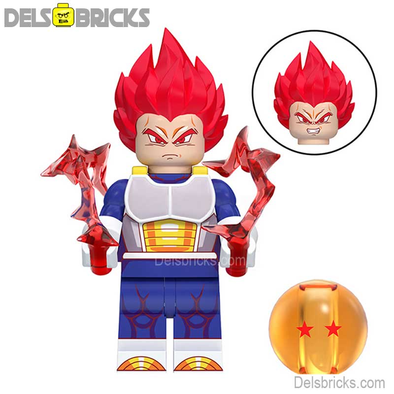Vegeta Red Hair NEW Dragon Ball Z Lego Minifigures Custom Anime Toys ...