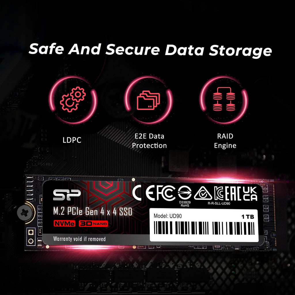 Silicon Power UD90 500GB-4TB PCIe Nvme Gen4x4 M.2 2280 Internal Solid